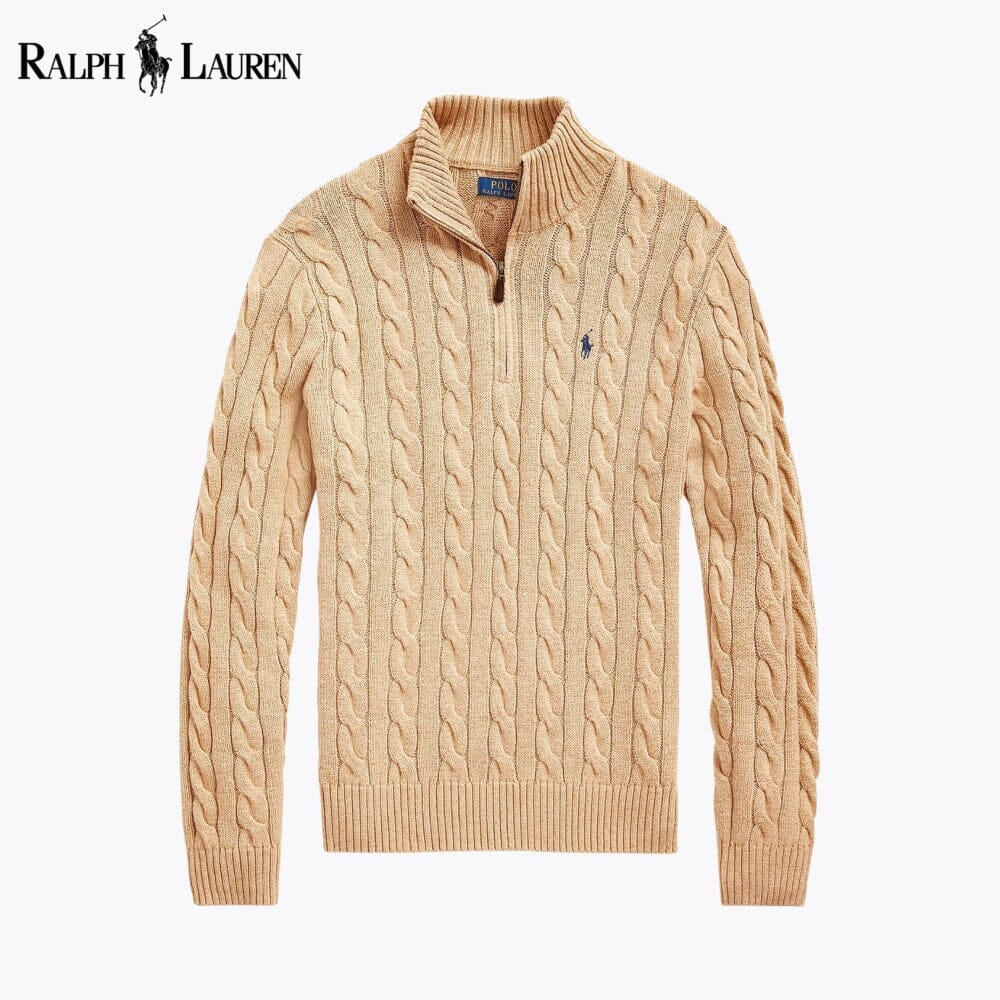 RL Chunky Cable-Knit Cotton Quarter-Zip Sweater – Clicka